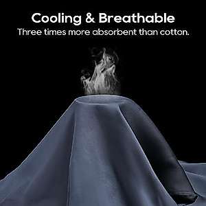 Lavisun Cooling Pillow Cases Set of 2 Standard, Rayon Derived from Bamboo Pillowcases, Skin-Friendly Envelope Closure Pillow Cases, Soft Breathable Pillow Covers for Hot Sleepers, 20"x26", Navy Blue