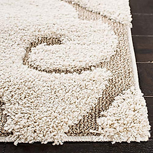 SAFAVIEH Florida Shag Collection 2'3" x 21' Cream/Beige SG455 Scrolling Vine Graceful Swirl Textured Non-Shedding Living Room Bedroom Dining Room Entryway Plush 1.2-inch Thick Runner Rug