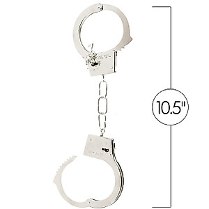 Skeleteen Metal Handcuffs with Keys - Toy Police Costume Prop Accessories Metal Chain Hand Cuffs with Safety Release and Key