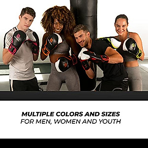 Sanabul Essential Gel Boxing Gloves | Kickboxing Gloves | Punching Bag Gloves for Men and Women, AllBlack 8 oz