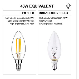 Raheem E14 LED Bulb, Dimmable, 110v 300 Lumens 2700k 40w Equivalent, Best Replacement for Halogen and Incandescent Bulb, Candelabra LED Bulbs, 10 Pack (Warm White)