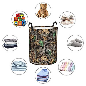KUOAICY Camo Deer Camouflage Hunting Circular Storage Bin Organizer Round Basket for Laundry Hamper Bedroom Clothes Medium