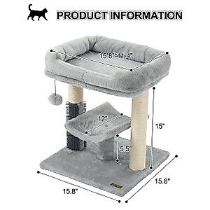 Hoopet cat Tree Tower,cat Scratching Post for Indoor Cats,Featuring with Super Cozy Perch,Cat Self Groomer and Interactive Dangling Ball Great for Kittens and Cats