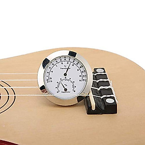 Guitar Case Hygrometer,Hygrometer Thermometer for Humidor Violin,Round Alloy Digital Thermometer Hygrometer Humidity Temperature Meter for Violin Guitar Case for Indoor and Outdoor(Silver)