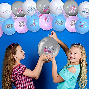 MiniInflat 40 Pcs Let's Disco Balloons Bachelorette Party Decorations 12 Inch Disco Ball Latex Balloons Girls Party Balloons for 70s Retro Theme Birthday Bridal Baby Shower Party Decoration Supplies