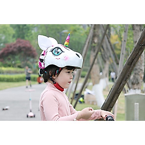Natuway Toddler Helmet Unicorn Bike Helmet for Girls with Taillight 3D Unicorn CPSC and CPSIA Safety Certified Approximately 2-8 Years Skateboard Skating Scooter Helmet Gifts