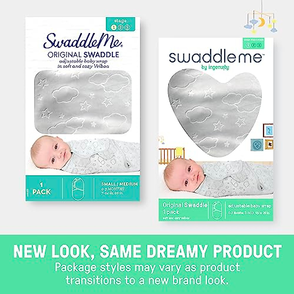 SwaddleMe by Ingenuity Original Swaddle, Size Large, For Ages 3-6 Months, 14-18 Pounds, Up to 30 Inches Long, 3-Pack Baby Swaddle Blanket Wrap