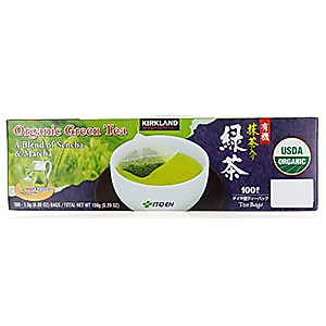 Kirkland Signature Organic Japanese Green Tea, A Blend of Sencha & Matcha 100 bags 0.05 Oz/1.5g per bag by