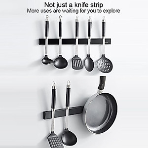 Petgin Magnetic Knife Holder for Wall,16 Inch Knife Magnetic Strip, Stainless Steel Magnetic Knife Strip Bar Rack Block for Kitchen Utensil Holder, Art Supply Organizer & Tool Holder,Black