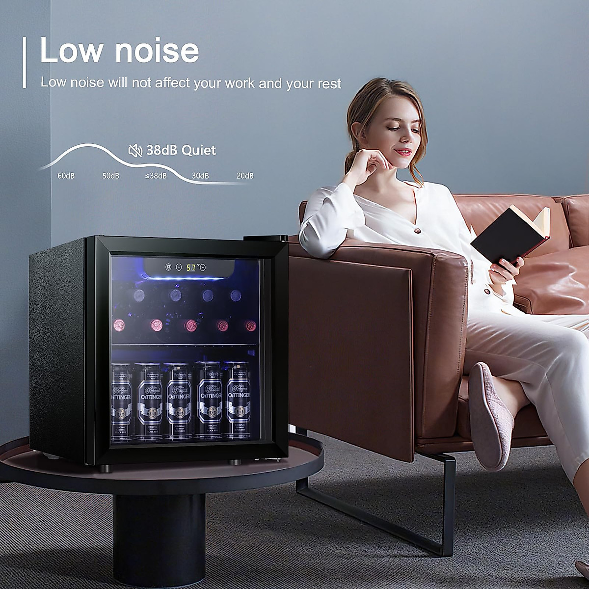 Antarctic Star 12 Bottle Wine Cellar - Mini Beverage Fridge for Wine, 48 Can Small Wine Cooler for Home and Bar, Electronic Temperature Knob Control, 1.3 Cu. Ft.