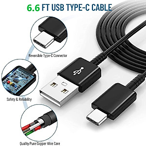 Adaptive Fast Charging Block with 6.6FT USB Type C Cable Compatible with Samsung Galaxy S9 S9 Plus S8 S8+ S10 S10e Note 8 Note 9 A32, A40, A41, A42, A50