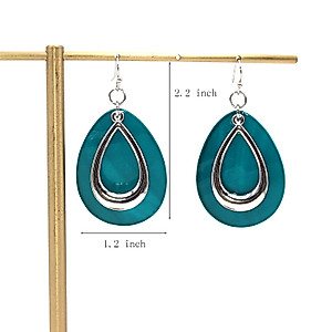 Jules D. Natural Shell Tear Drop Earrings Trendy Fashion Dangling Earring for Women (Teal)