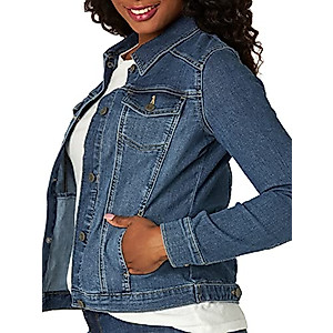 Riders by Lee Indigo Women's Iconic Denim Jacket, Weathered-Medium Blue