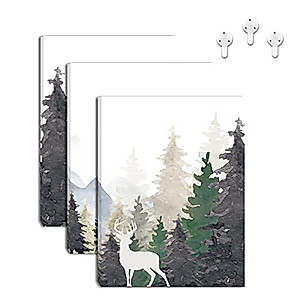 BINCUE Natural Landscape Canvas Wall Art 3 Piece Foggy Forest and Mountain Canvas Wall Art Framed Painting 12"x16" Bedroom Living Room Office Decor
