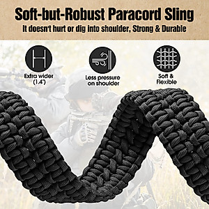 VVAAGG 2 Point QD Sling Adjustable Non-Slip Paracord Rifle Sling with QD Sling Swivels for Hunting