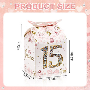 Qonmpcvu 50PCS 15th Birthday Box 13" 15th Birthday Party Favor Boxes Quinceanera Party Decorations Mis Quince Anos, Sweet 15 Birthday 15th Birthday Box Decoration Rose Gold For Guest Party