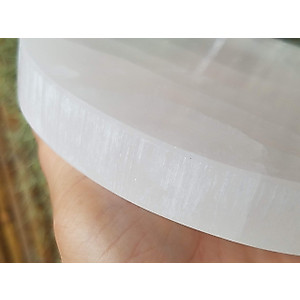 Om Zone Selenite Charging Plate for Cleansing Crystals & Healing Stones, Meditation, Reiki, Protection Crystals, Spiritual Gift (1, 4” x 6” Rectangle)