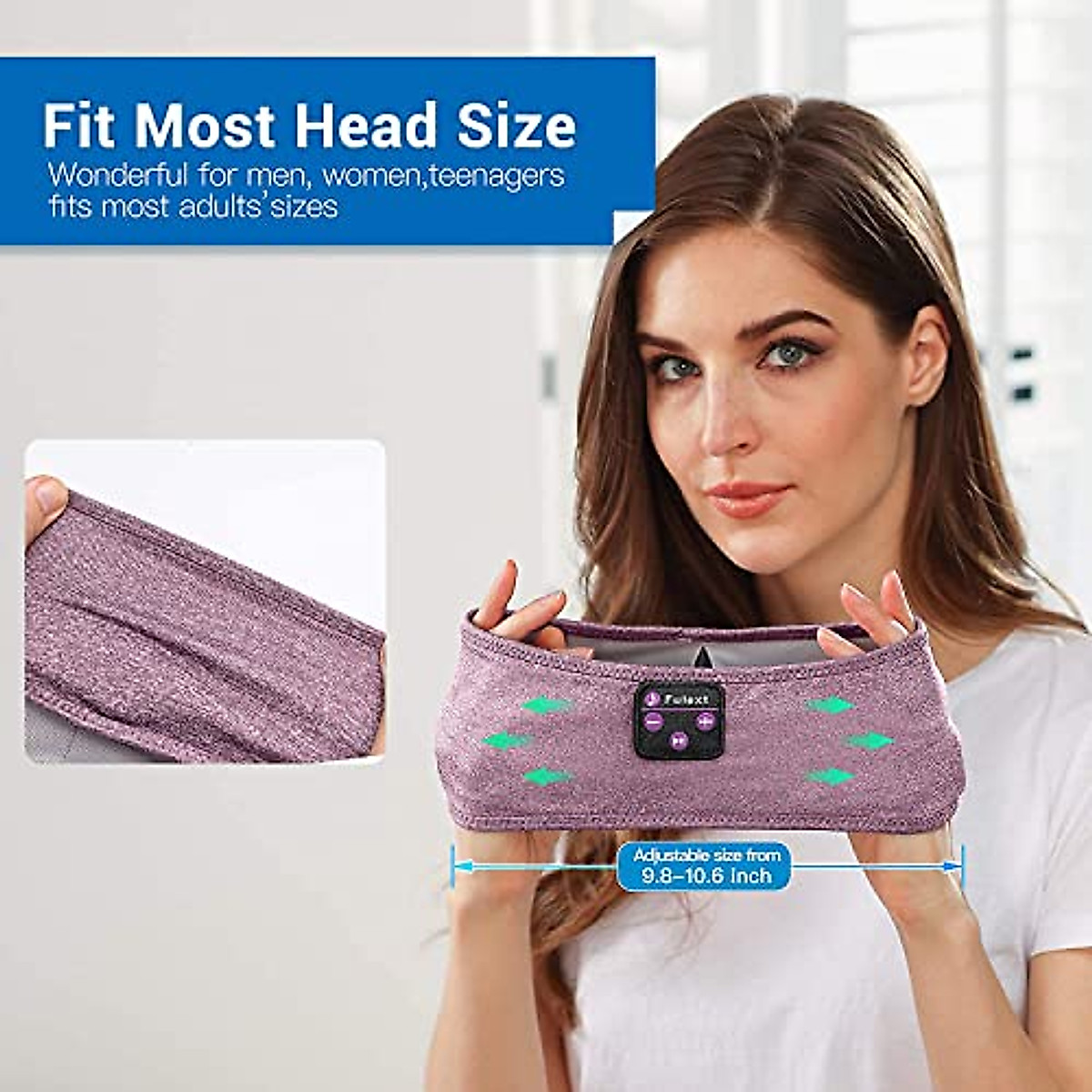 Perytong Sleep Headphones, Bluetooth Sports Headband Headphones with Ultra-Thin HD Stereo Speakers Perfect for Sleeping,Workout,Jogging,Yoga,Insomnia, Air Travel, Meditation