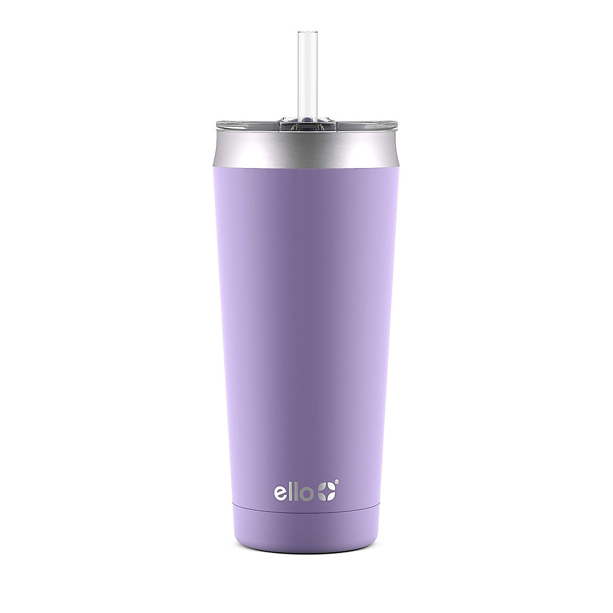 Ello Beacon Vacuum Insulated Stainless Steel Tumbler with Slider Lid and Optional Straw, 24 oz, Lavender