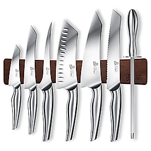 DDF iohEF Knife Set with Knife Strip, 8 Piece Professional Kitchen Knife Set, German High Carbon Stainless Steel Chef Knives Set with Magnetic Knife Holder for Wall