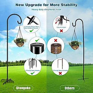 Gtongoko 2 Pack Shepherds Hook 76 Inch, Tall Bird Feeder Pole, Adjustable Shepards Hooks for Outdoor Plant Baskets, Lanterns, Weddings Decor, Solar Lights, Black