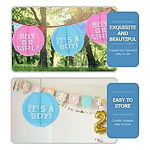 Gadpiparty Gender Reveal Hanging Ornament 3Pcs Party Paper Lanterns Baby Shower Lanterns Round Folding Lanterns Its a Boy Lanterns Birthday Party Hanging Decorations (Sky- Blue) Japandi Decor