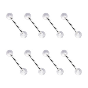CrazyPiercing Transparent Acrylic Ball and Stainless Steel Bar Tongue ring 14G or Nipple Ring