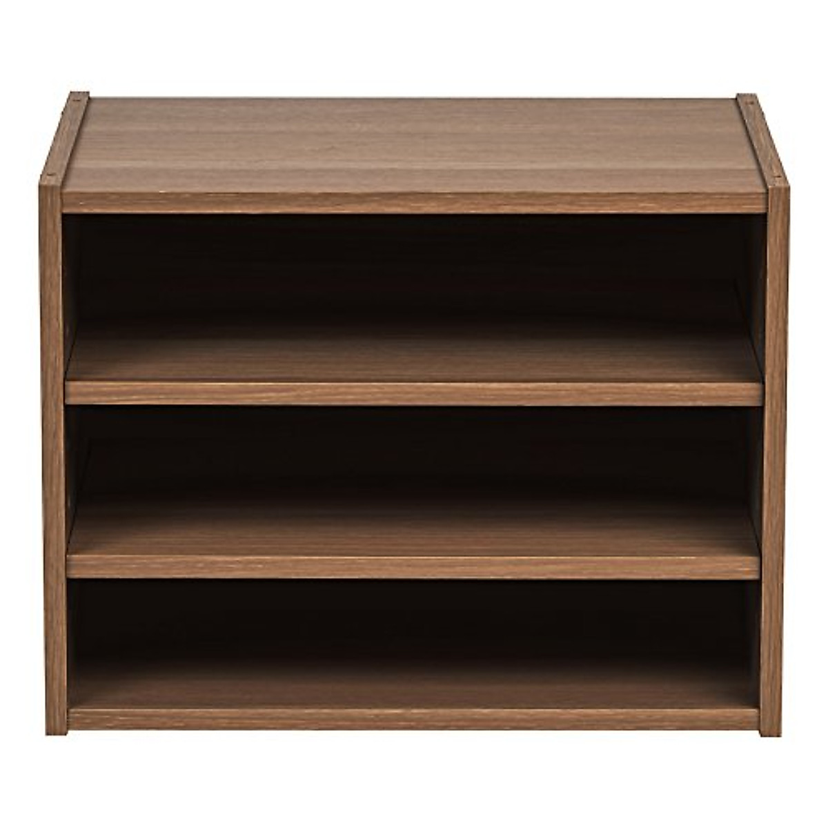 IRIS USA 3-Shelves Modular Wood Stacking Storage Box, for Office Closet and Nightstand, Easy Assembly, Customizable, Stacking Storage Boxes, Walnut