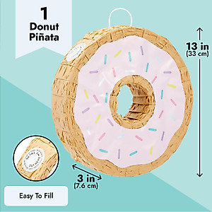 BLUE PANDA Pink Donut Pinata for Two Sweet Birthday Party Supplies, Donut Baby Shower Decorations (Small, 13 x 3 In)