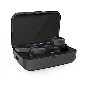 Laud True Wireless Earbuds – Sound ProBuds Compatible with iOS & Android - Built-in Microphone - Portable Charging Case with Digital Display - Black