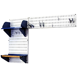 Wall Control Laundry Room Organizer Wall Mounted Laundry Room Storage and Organization Standard Kit White Wallboard and Blue Accessories