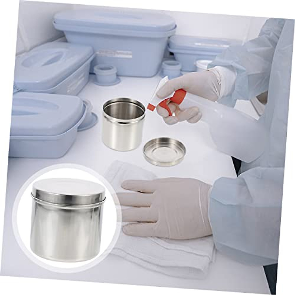 FOMIYES Ointment Jar Metal Stand Makeup Organizer Box Case Containers with Lids Stainless Steel Airtight Canister Cotton Swab Container Cotton Swab Holder Container Cotton Balls Jar Silver