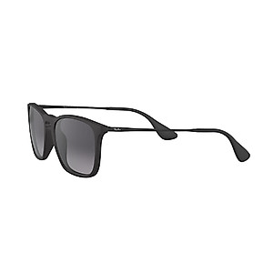 Ray-Ban RB4187 Chris Square Sunglasses, Rubber Black/Light Grey Gradient Dark Grey, 54 mm