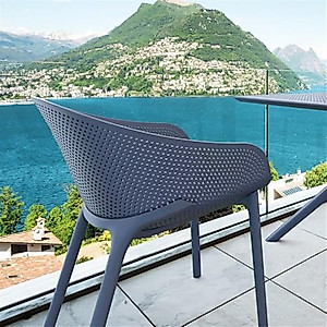 Compamia Sky Patio Dining Arm Chair in Dark Gray (Set of 2)