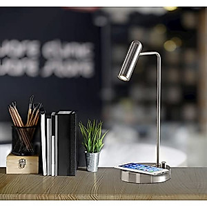 Adesso 3162-22 Kaye LED Desk Lamp Wireless Charging, 7W LED, 5W QI, USB Port, Indoor Lighting Lamps