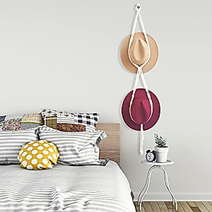 Topretty Hat Organizer 3 Pieces Boho Hats Rack Handmade Cotton Rope Woven Hat Hangers Bohemian Hat Holder for Man and Women Caps Storage Wall Display Living Room Bedroom Decor