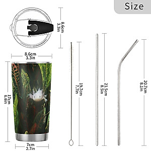 Yasala Tumbler Axolotl Natural Tropical Insulated Coffee Cup Beverage Container Office Travel Mug with Straw and Lid 20oz Back to School Gift