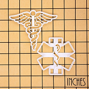 Set of 2 Medicine themed cookie cutters (Designs: EMS and Caduceus), 2 pieces - Bakerlogy