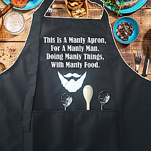 Firecos Funny Aprons for Men, BBQ Kitchen Chef Apron for Men, Grilling Aprons, Kitchen Cooking BBQ Grill Chef Apron with 2 Pockets Aprons for for Dad, Mens Gifts