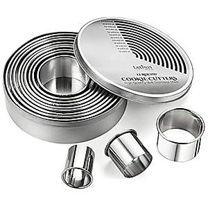 Round Cookie Biscuit Cutter Set, 12 Graduated Circle Pastry Cutters, Heavy Duty Commercial Grade 18/8 304 Stainless Steel Cookie And Dough Cutters