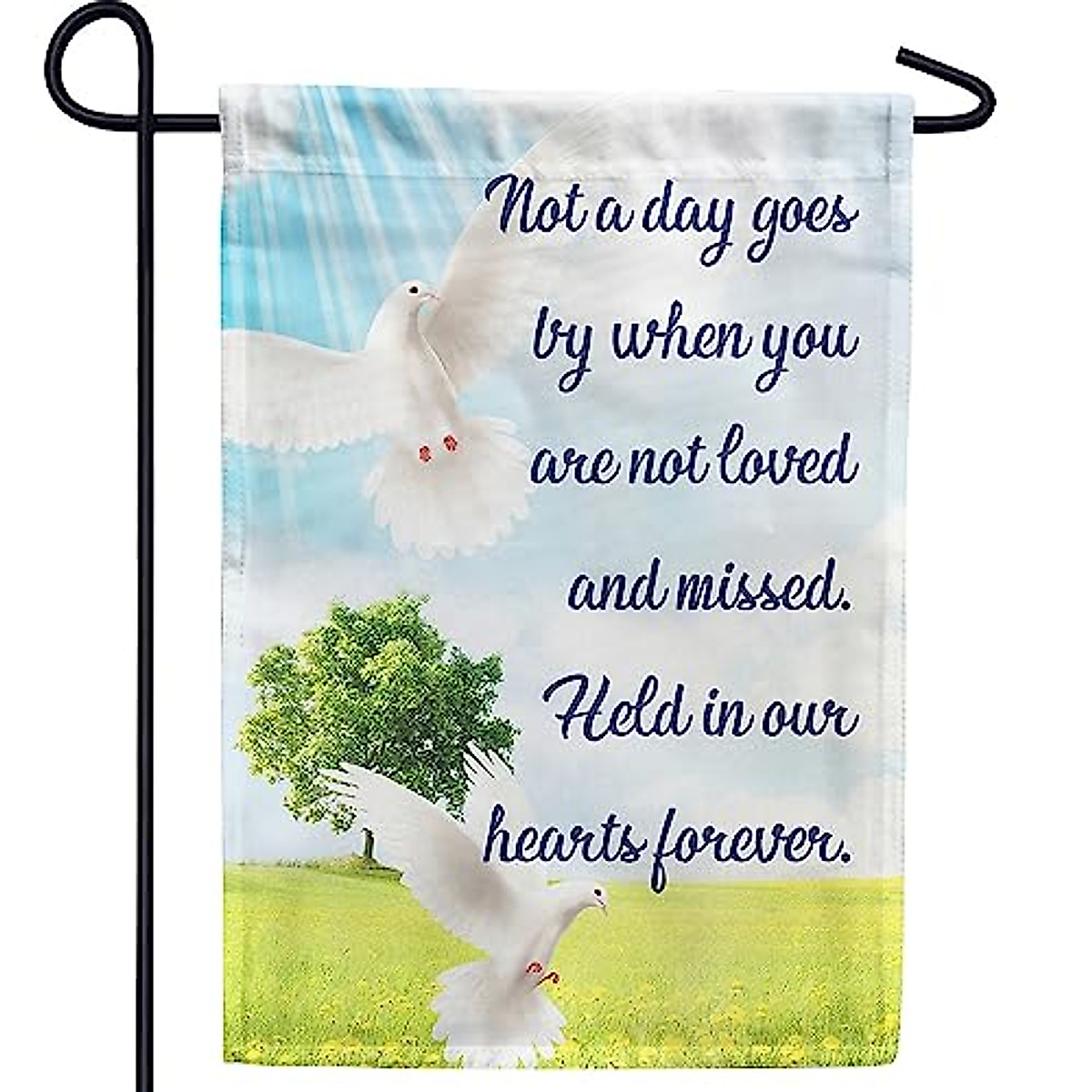 America Forever Garden Flag - Loved and Missed, Cemetery Memorial Religious Bereavement Garden Flags 12x18 Double Sided, Yard Outdoor Decorative Flag