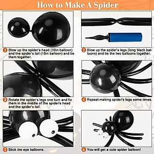165Pcs Halloween Balloon Arch Garland Kit with Giant Spider Bat Balloon Black & White Orange Purple Confetti Halloween Foil Balloons 3D Bat Eyeballs for DIY Halloween Birthday Party Decorations