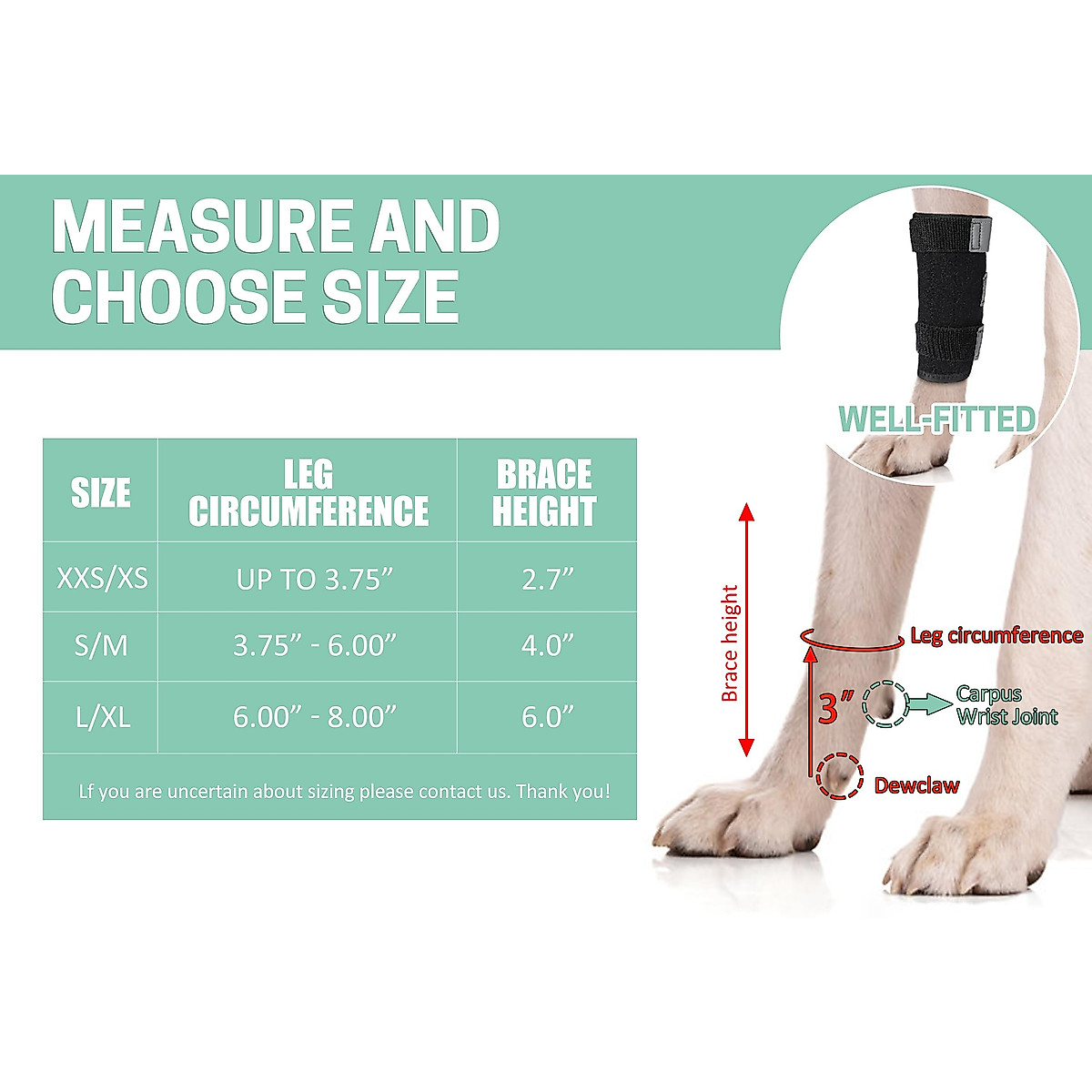 Lyderpet Dog Leg Brace Front Wrist or Carpal Support for Canine Dogs, Brace Compression Wraps with Metal Splints, Prevents Ankle Injuries&Sprains, Helps with Loss of Stability Caused by Arthritis