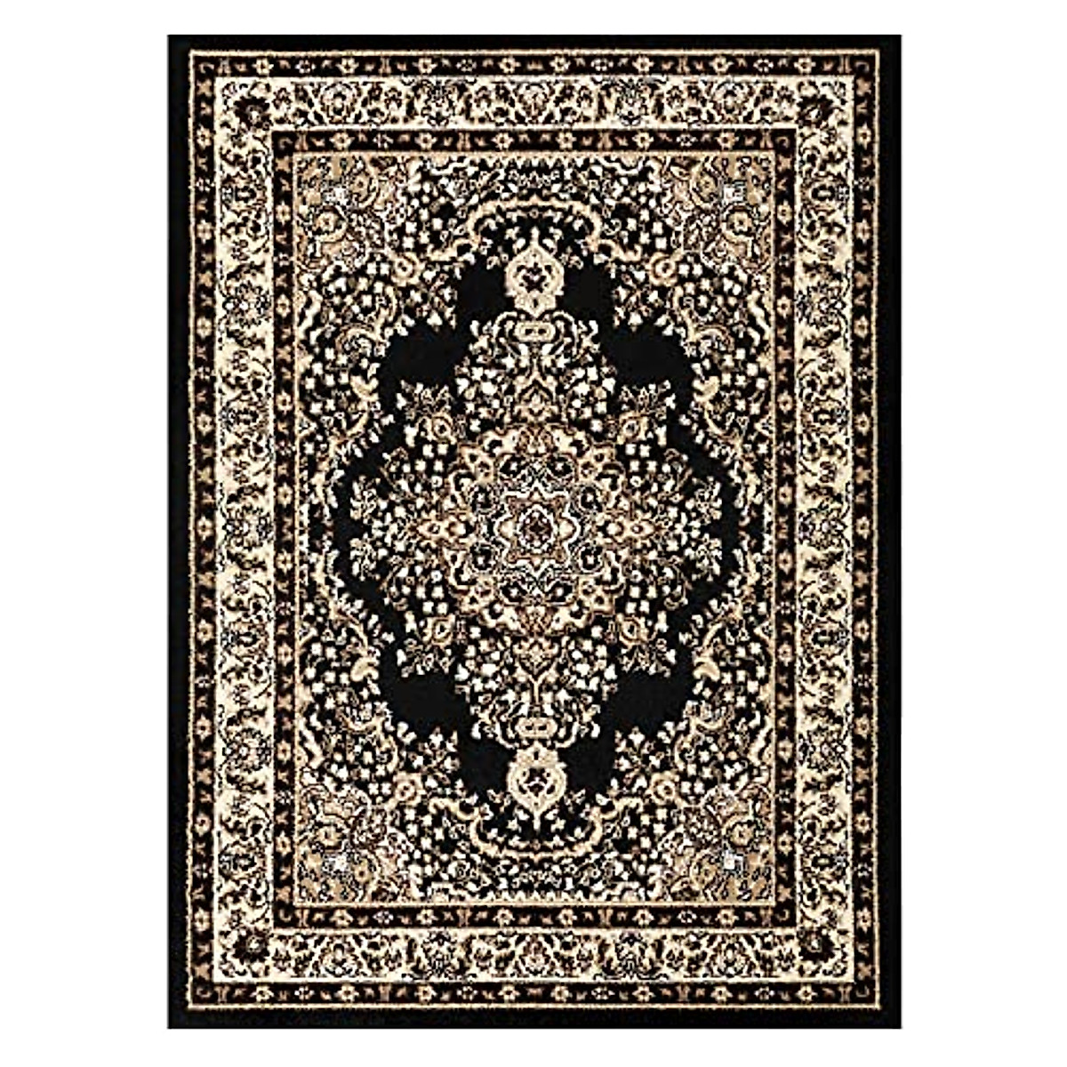 Antep Rugs Oriental 8x10 Traditional Medallion Indoor Area Rug Siesta (Black Beige, 7'10" x 10')