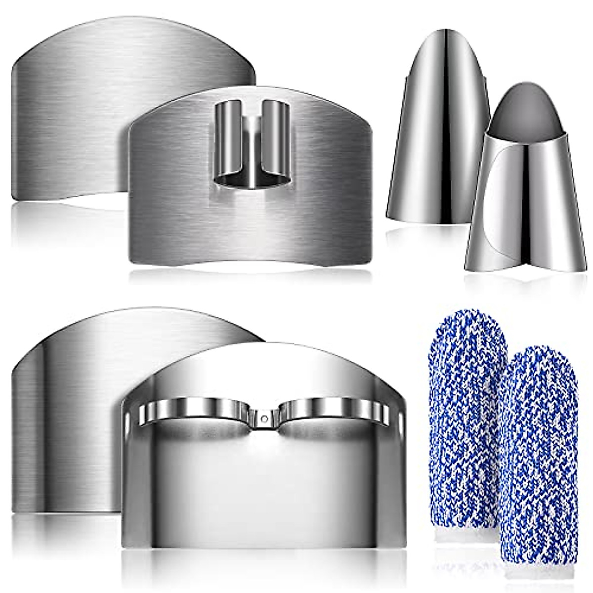 8 Pieces Finger Guard Set for Cutting Knife Guard Finger Cot Stainless Steel Cutting Protector Adjustable Safe Thumb Guard Finger Protector for Cutting Food to Avoid Hurting When Slicing and Chopping