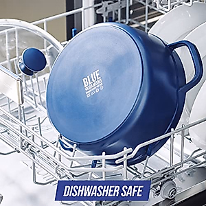 Blue Diamond Cookware Diamond Infused Ceramic Nonstick, 4.5QT Dutch Oven with Glass Lid, Lightweight Design, PFAS-Free, Dishwasher Safe, Blue