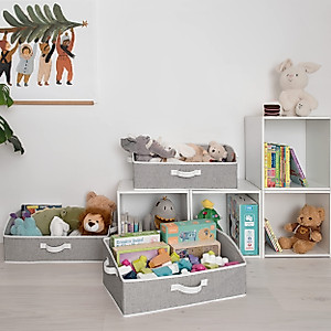 StorageWorks 3-Pack Foldable Trapezoid Storage Bins with 2-Pack Rectangle Closet Baskets