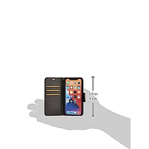 Glow Co., Ltd. iPhone 12 Notebook Type Case with Strap, Black, Tempered Glass & Stylus Pen Included 407-1-03