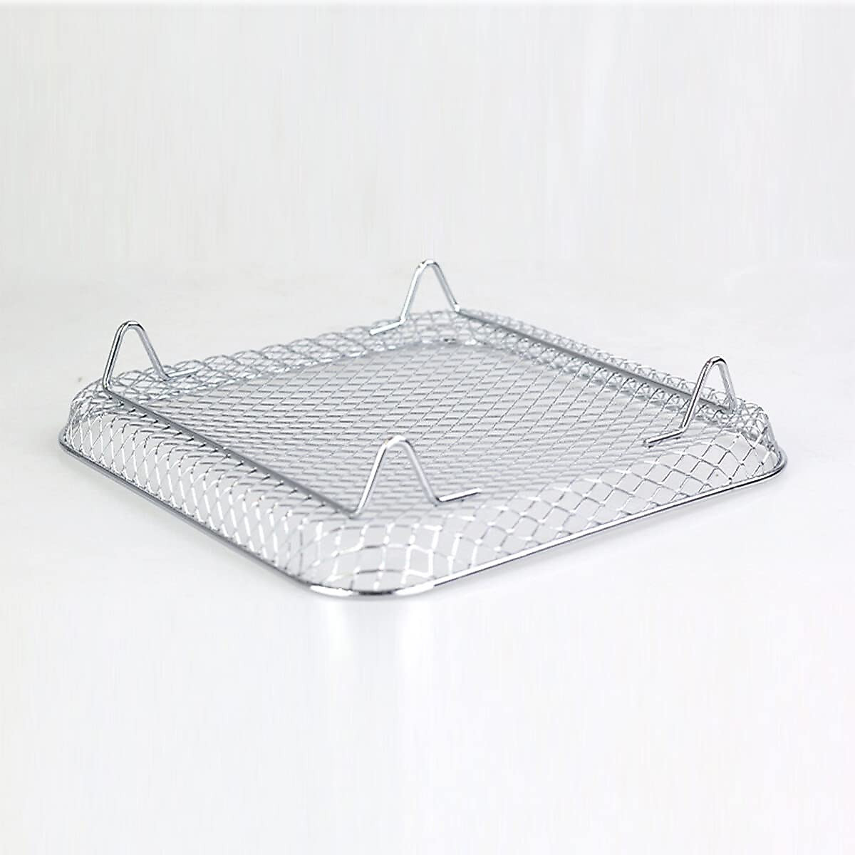 Homaisson Air Fryer Racks, Three Stackable 7.8 inch Air Fryer Racks for 4.2QT - 5.8QT Air fryers, Stainless Steel Dehydrator Air Flow Racks for Ninja, Gowise, Phillips Air Fryers, Ovens, Press Cookers (Square)