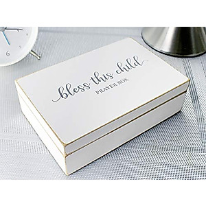 Lillian Rose Bless This Child Prayer Box with Prayer Cards, Off White